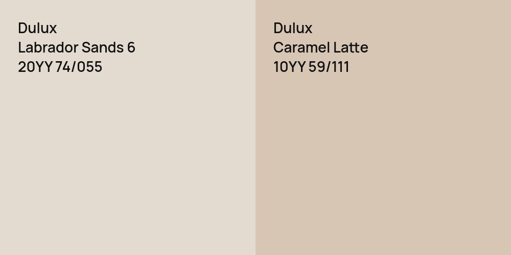 Dulux Labrador Sands 6 и Dulux Caramel Latte - сравнение цветов