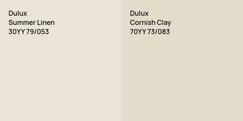 Dulux Summer Linen и Dulux Cornish Clay - сравнение цветов