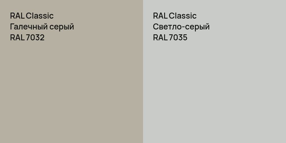 RAL Classic Галечный серый и RAL Classic Светло-серый - сравнение цветов